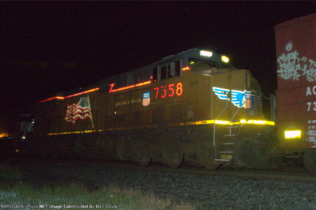 UP C45ACTE 7358 trails on 11K